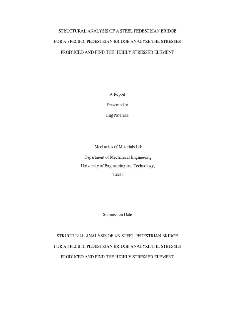 Pedestrian Bridge Stress Analysis | PDF | Deformation (Engineering) | Truss