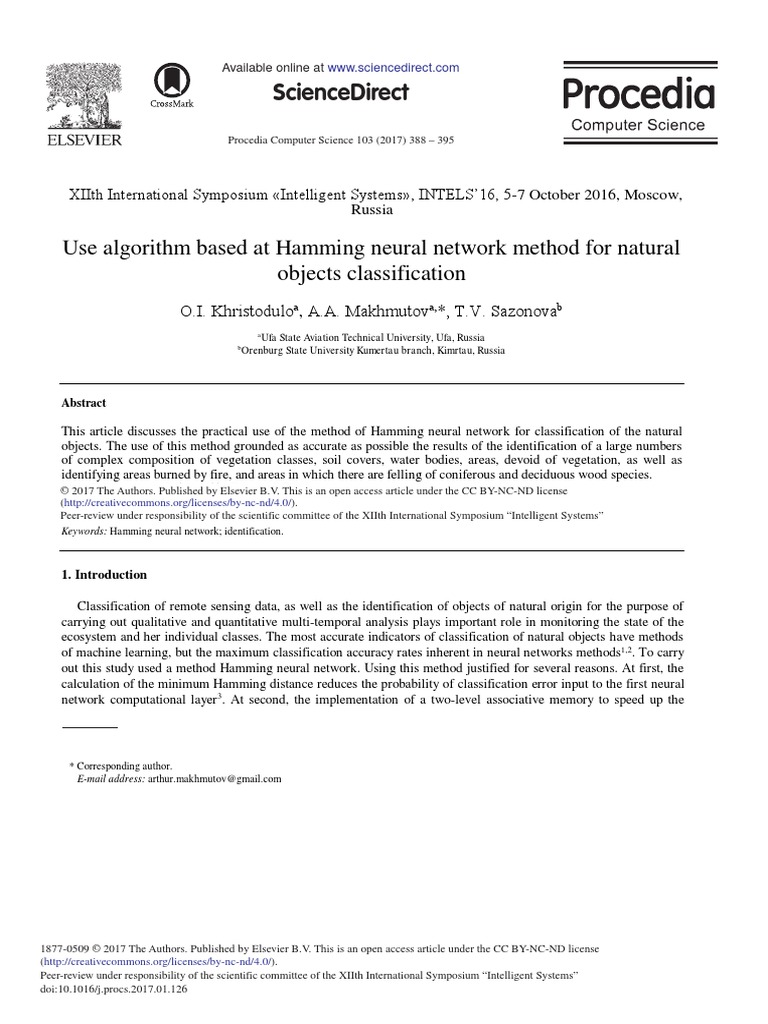 Use Algorithm Based at Hamming Neural Network Method For Natural ...