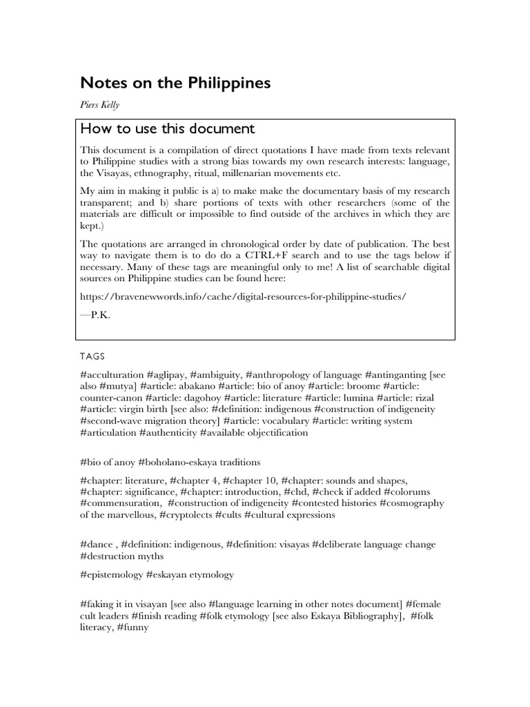 Notes On The Philippines PDF | PDF | Languages