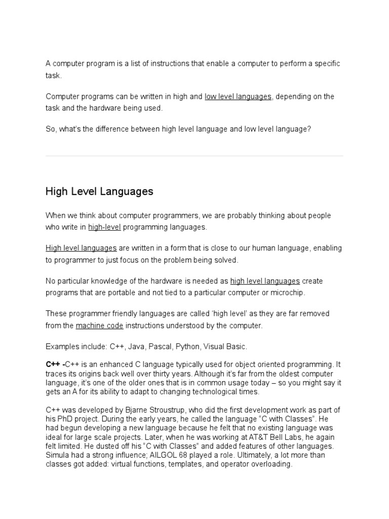 Levels of Programming | PDF | C++ | Basic