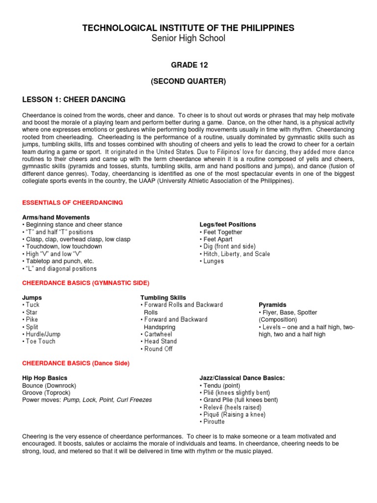 Lesson 1 Cheerdance | PDF | Cheerleading | Dances
