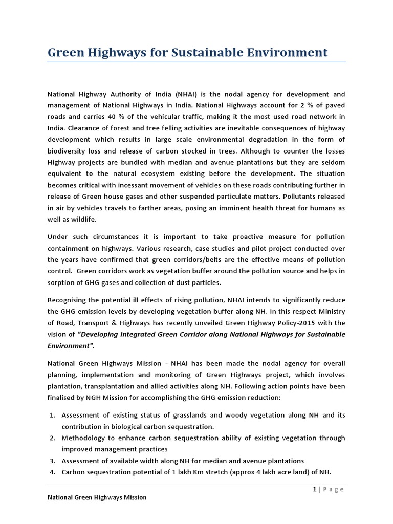 Green Highways: Sustainable Roads | PDF | Highway | Carbon Sequestration