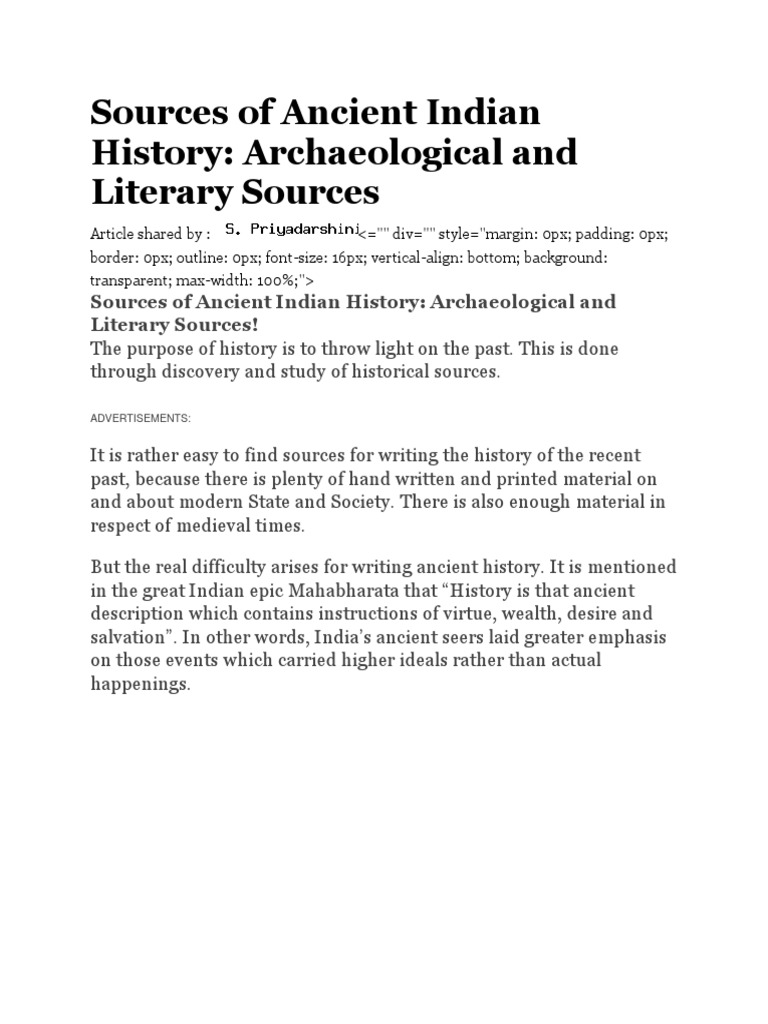 Sources of Ancient Indian History | PDF | Epigraphy | Archaeology