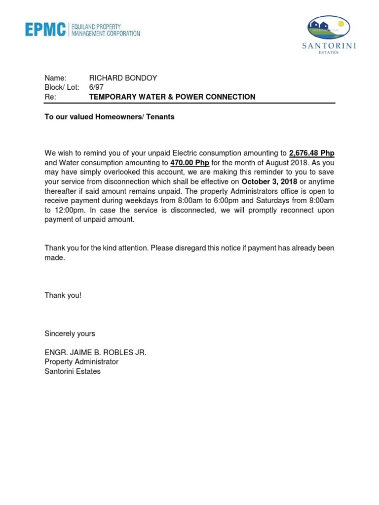 Disconection Notice Epmc Ste Disconnectionnotice 20180928 | PDF ...