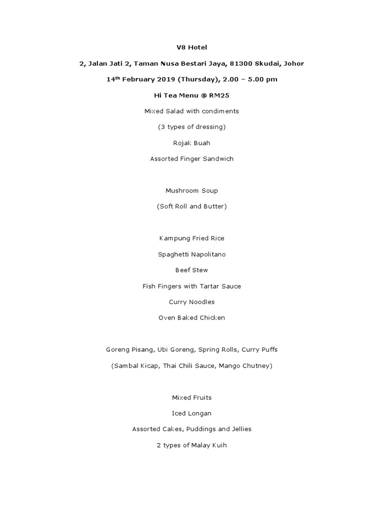 PN Nadiah Hitea Menu | PDF