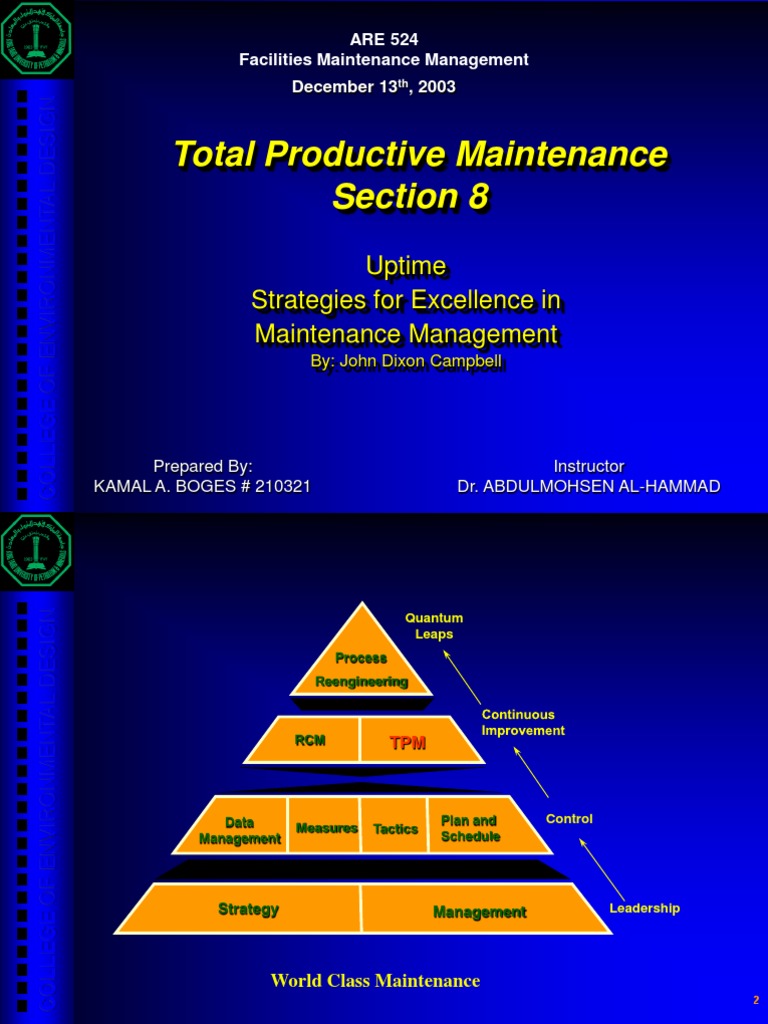 Total Productive Maintenance Section 8: Uptime Strategies For ...