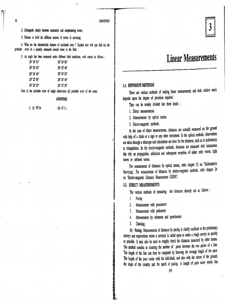 Linear Measurem | PDF | Surveying | Scientific Observation