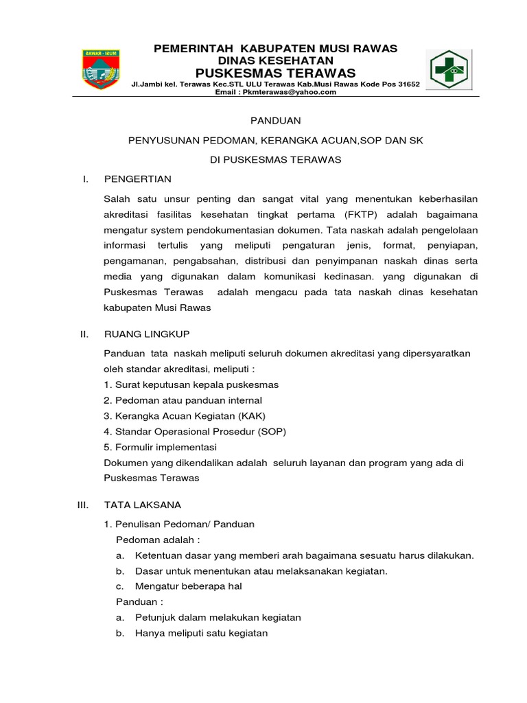 Panduan Penyususnan Pedoman, SK Dan Sop | PDF