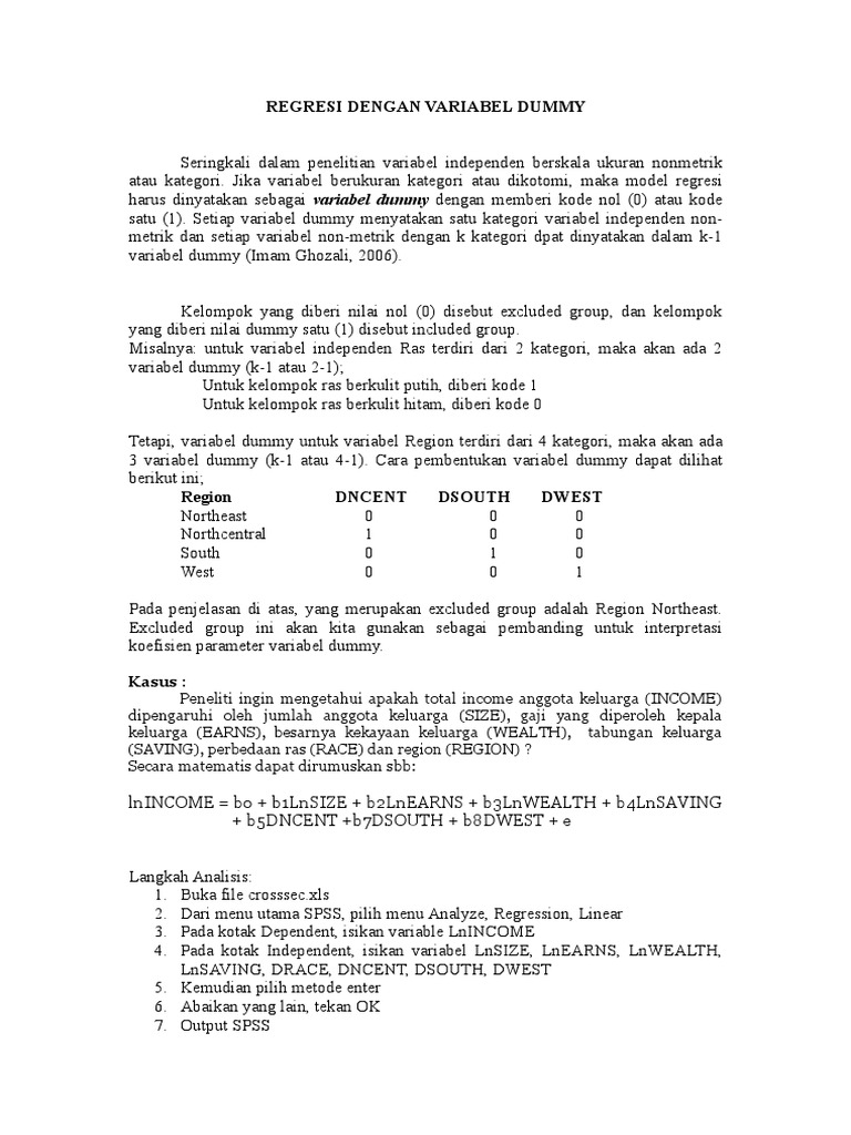 Regresi Variabel Dummy 3 Kategori | PDF