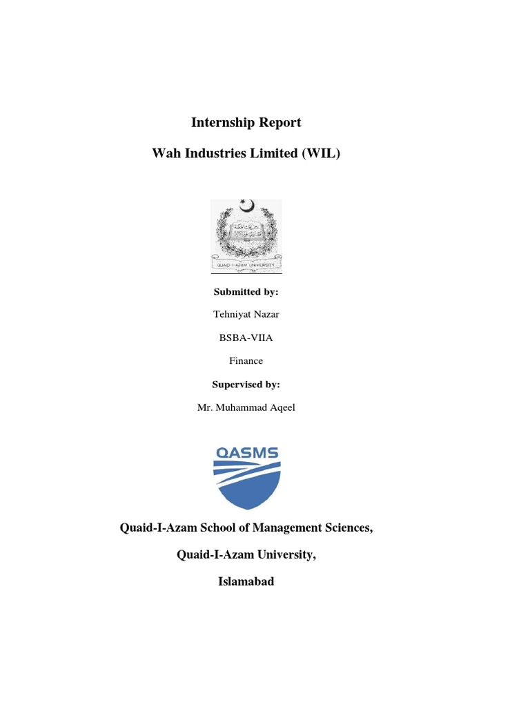 Internship Report Wah Industries Limited (WIL) | PDF | Debits And ...