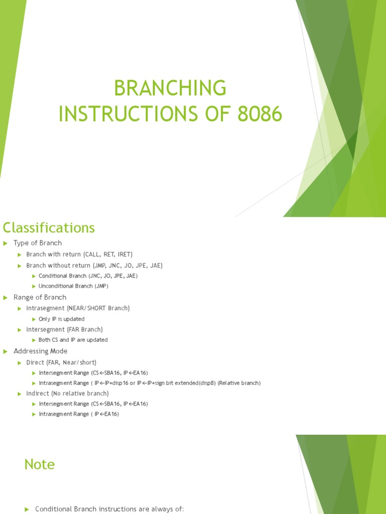 5 MICROPROCESSOR 8086 Branching Instruction | PDF | String (Computer Science) | Subroutine
