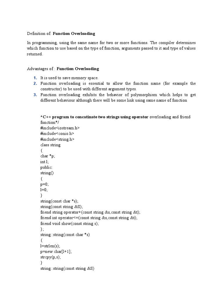 Understanding Function Overloading in C++ | PDF