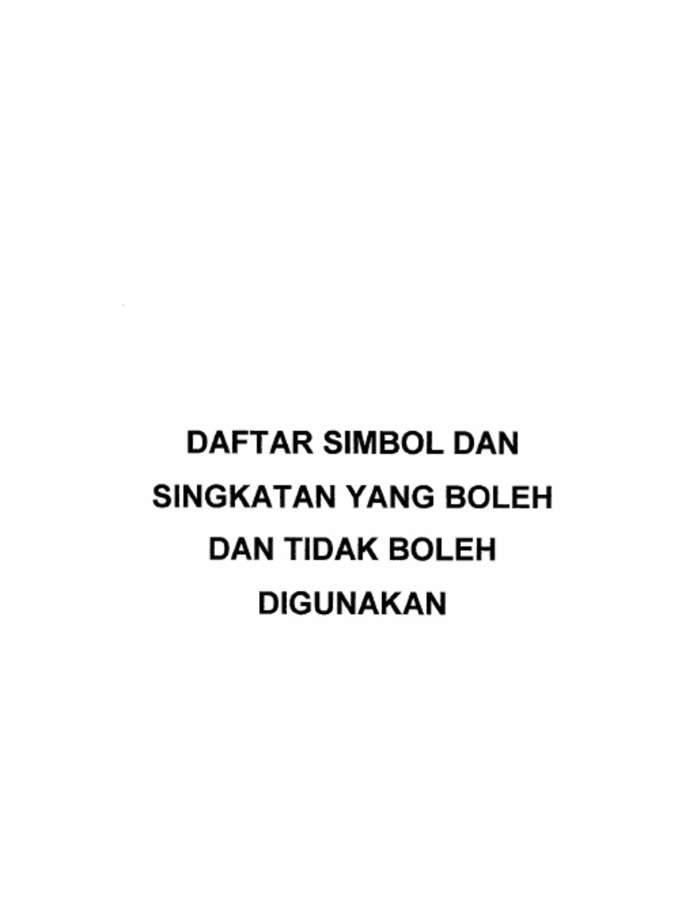 Daftar Simbol Dan Singkatan Yang Boleh Dan Tidak Boleh Digunakan PDF | PDF