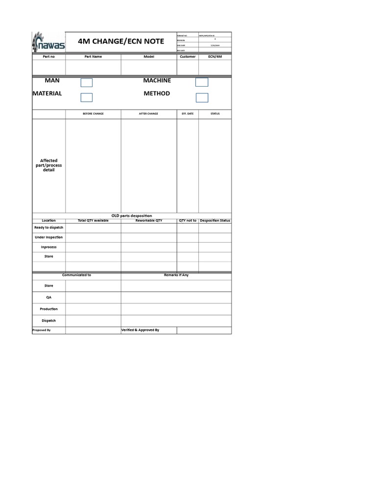 4M Change/ECN Note Format Guide | PDF