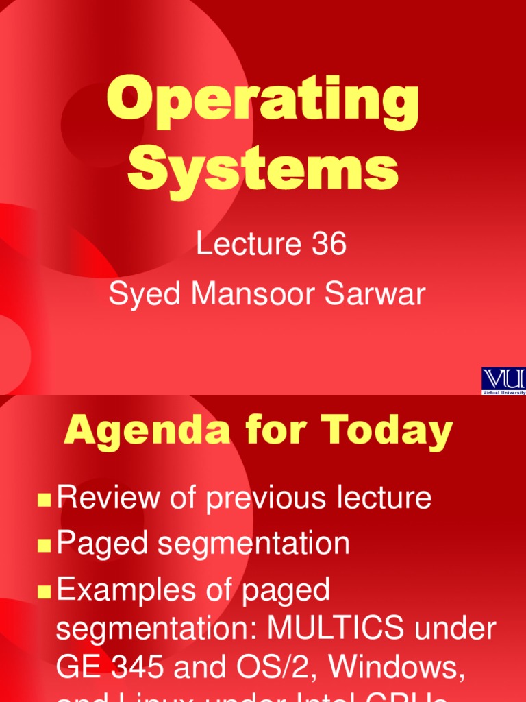 Operating Systems: Syed Mansoor Sarwar | PDF | Areas Of Computer Science | Electronic Engineering