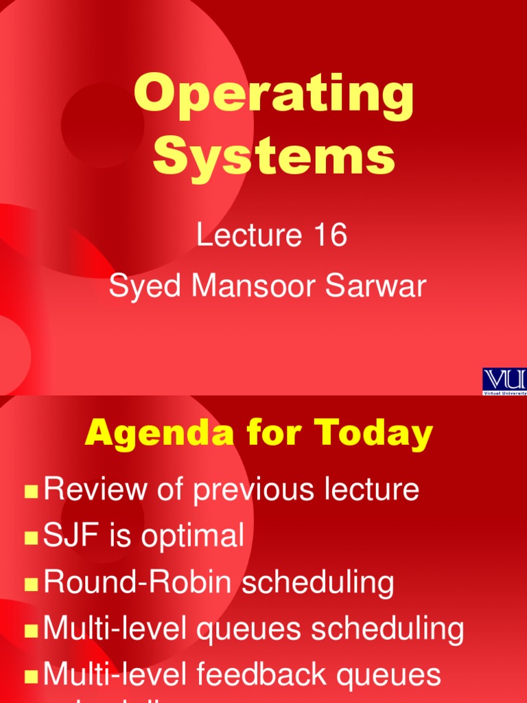 Operating Systems: Syed Mansoor Sarwar | PDF | Scheduling (Computing) | Theoretical Computer Science