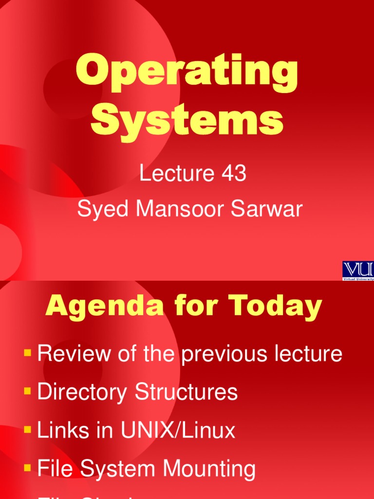 Operating Systems: Syed Mansoor Sarwar | PDF | File System | Directory ...
