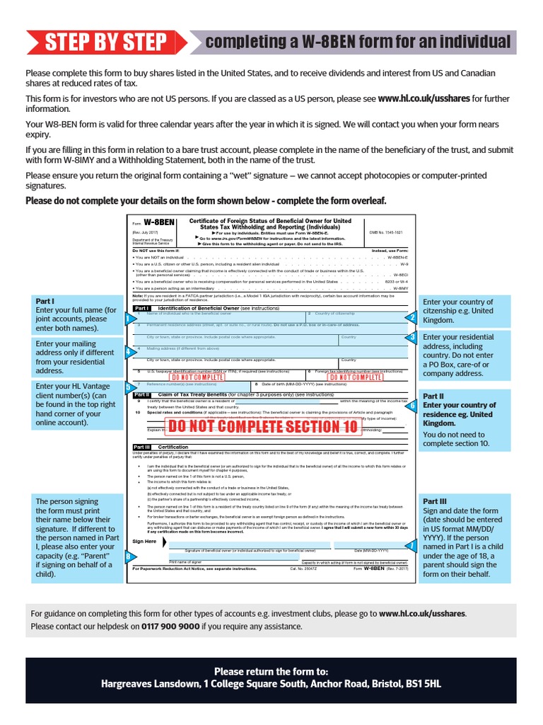 W8 BEN Form | PDF | Irs Tax Forms | Withholding Tax