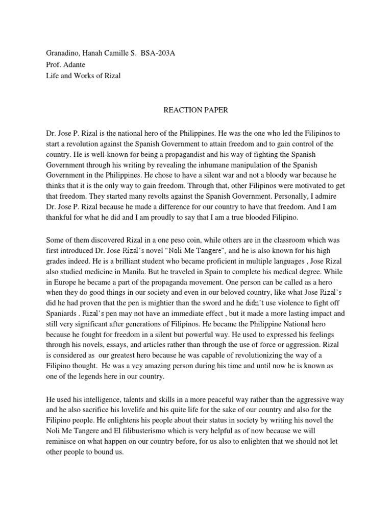 Reaction Paper | PDF | Philippines