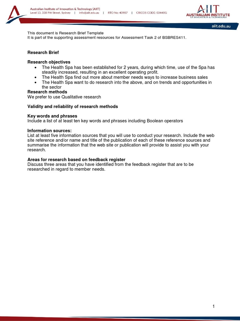 Qualitative Research Brief Template | PDF