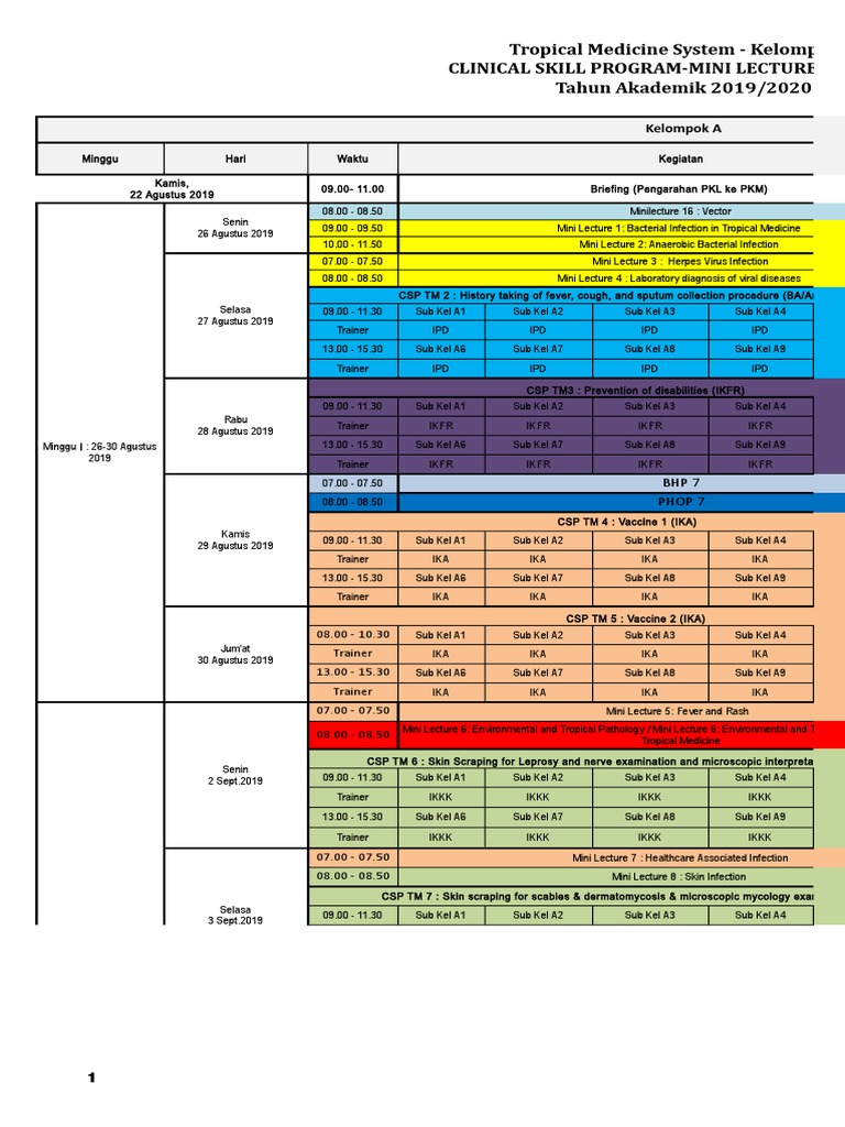 Clinical Skills Program Schedule 2019 | PDF | Infection | Immunology