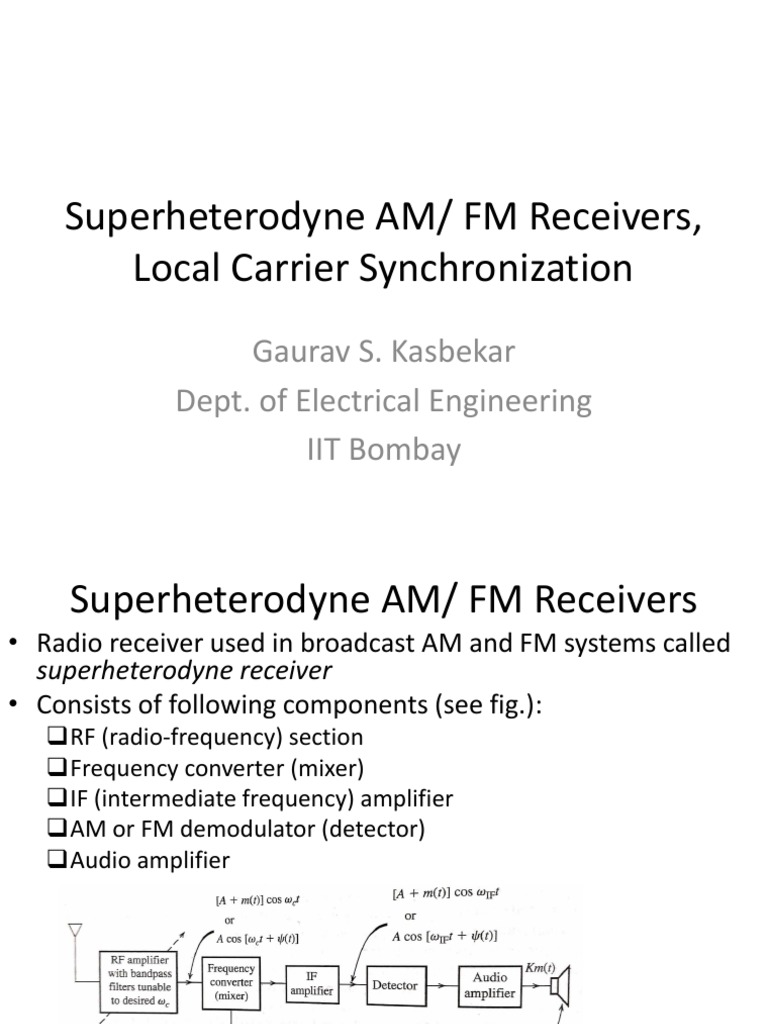 Superheterodyne AM/ FM Receivers, Local Carrier Synchronization | PDF | Detector (Radio ...