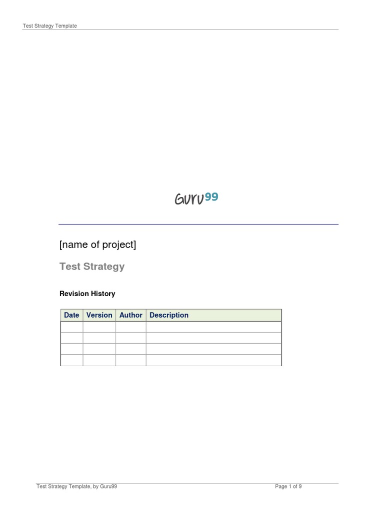 (Name of Project) : Test Strategy | PDF | Software Testing | Risk ...