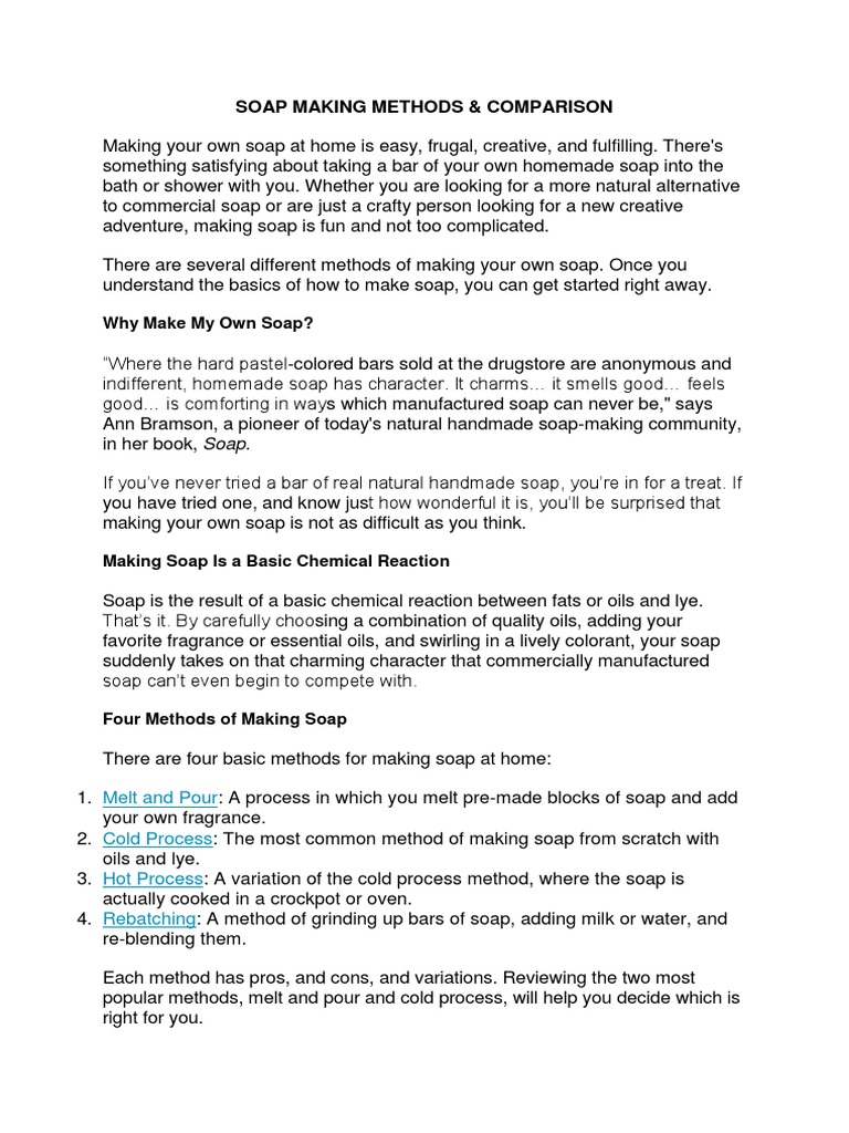Soap Making Methods | PDF | Soap | Vegetable Oil