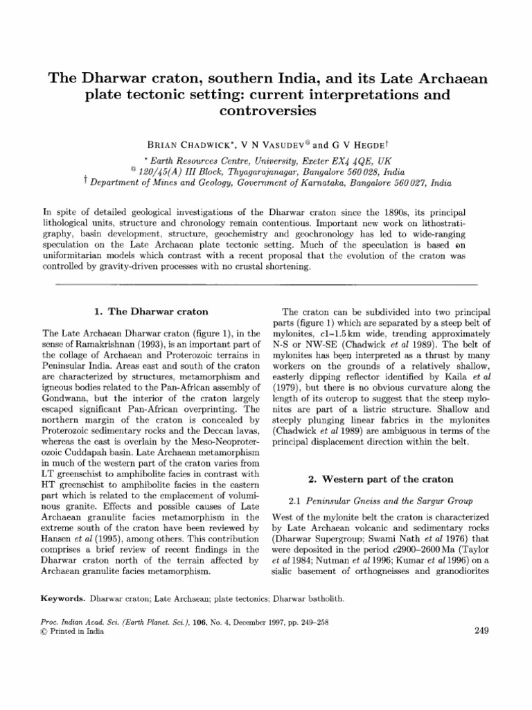 Dharwar Craton | PDF | Geology | Igneous Rock