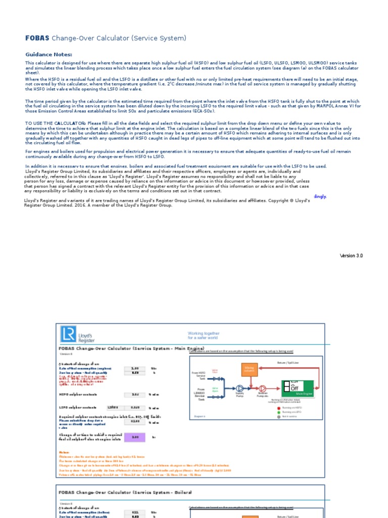 FOBAS Change Over Calculator v6 1 | PDF | Fuel Oil | Litre