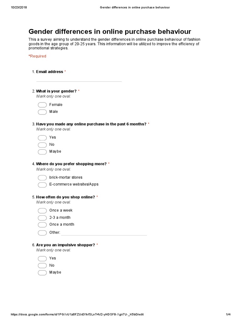Gender Differences in Online Purchase Behaviour: Required | PDF | E Commerce | Service Industries