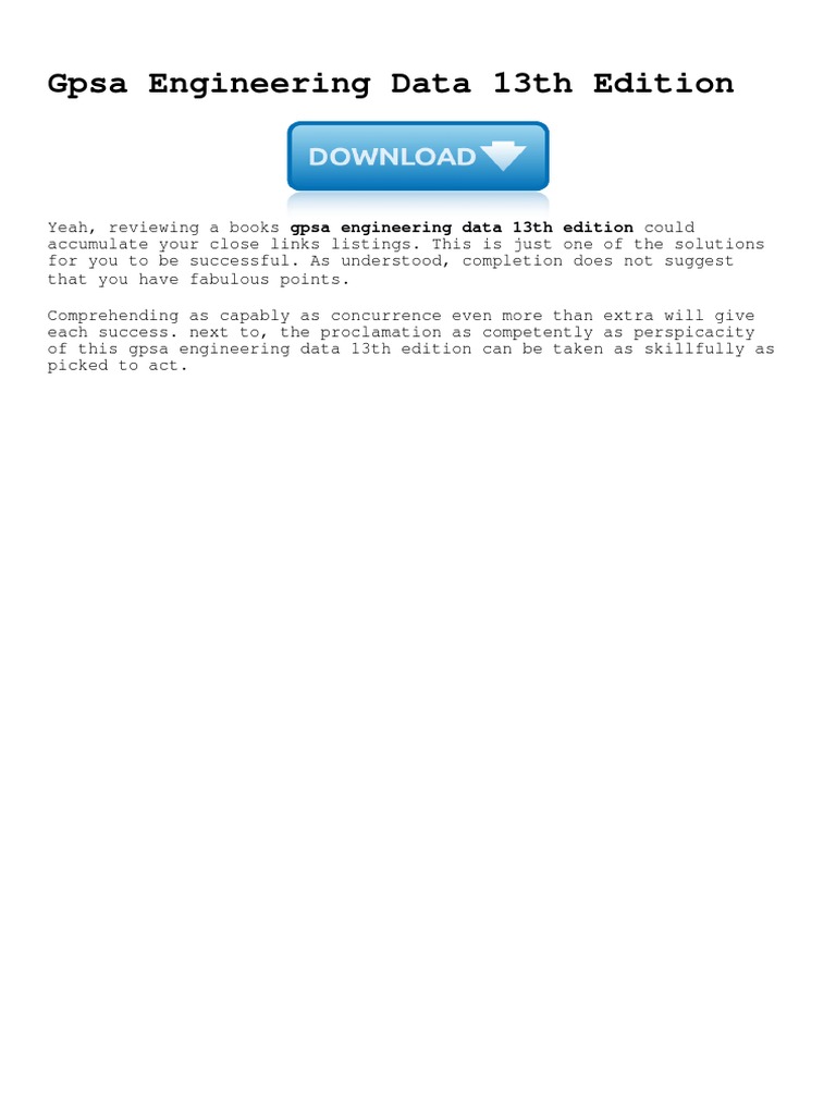 Gpsa Engineering Data 13th Edition PDF | PDF