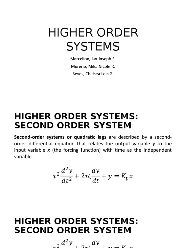 Higher Order Systems-Second Orde System | PDF | Physics | Electrical ...