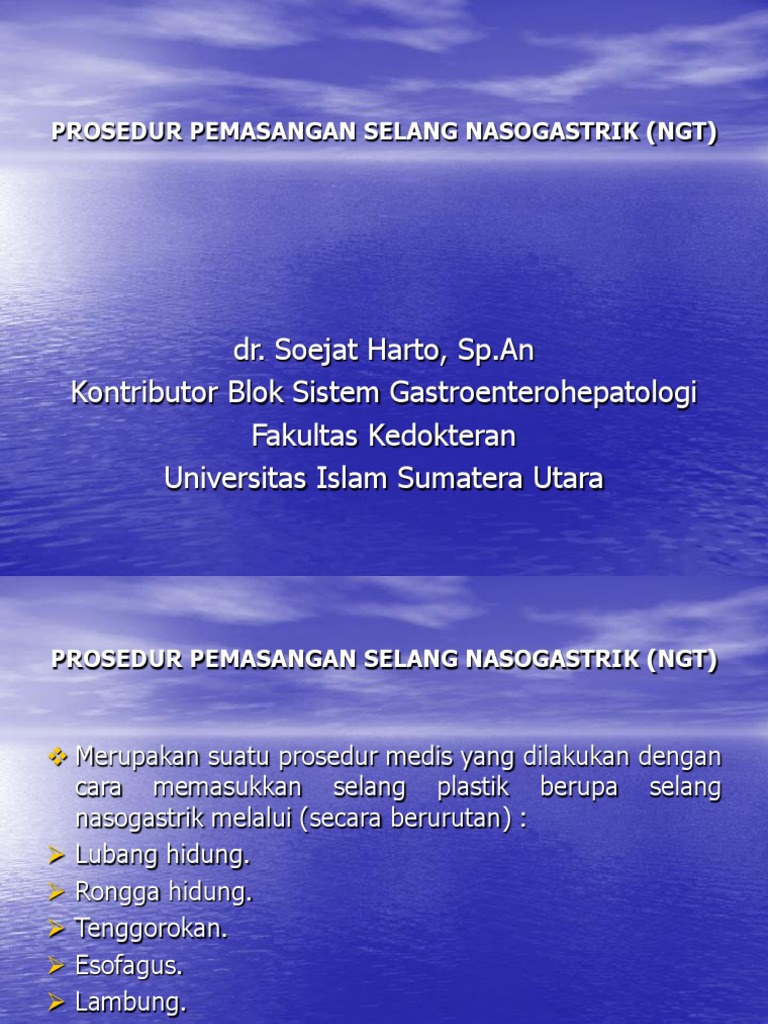 Prosedur Pemasangan Selang Nasogastrik (NGT) | PDF