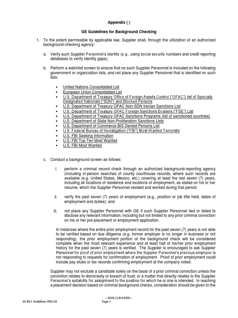 GE Background Checking Guidelines | PDF | Background Check | Office Of ...