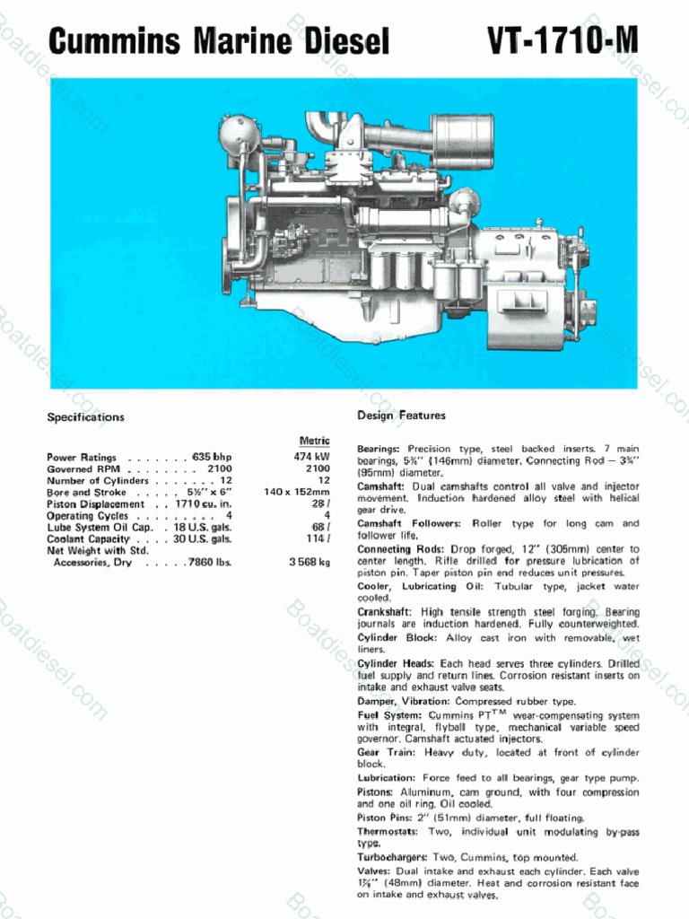 Cummins VT 1710 Marine Specs PDF | PDF