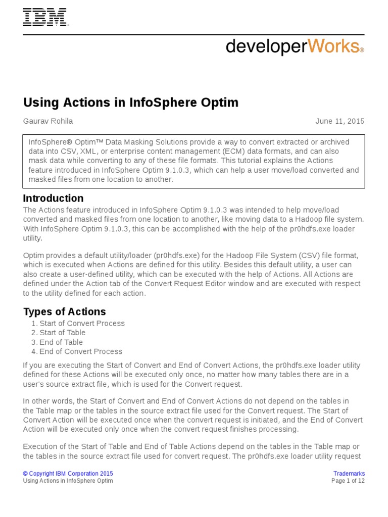 Using Actions in Infosphere Optim: Trademarks | Download Free PDF ...