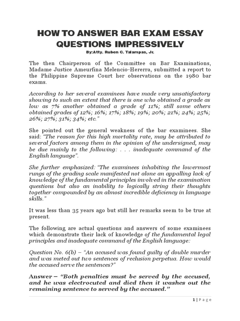 How To Answer Bar Questions | PDF | Supreme Courts | Question