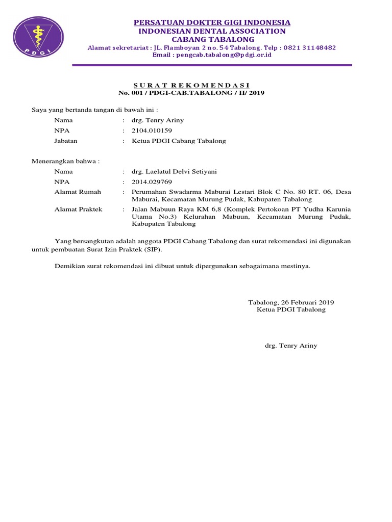 Surat Rekom SIP | PDF