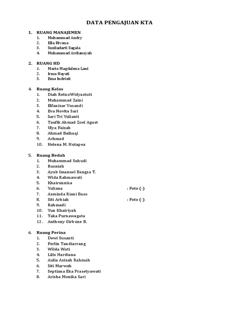 Data Pengajuan KTA | PDF