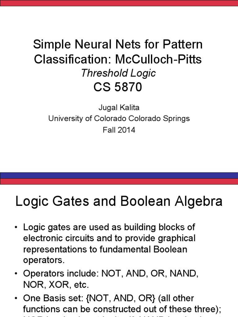 MP Neuron | PDF | Logic Gate | Cybernetics
