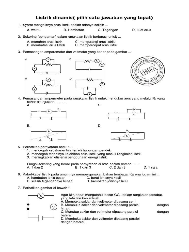 Soal Soal Listrik Dinamis PDF | PDF