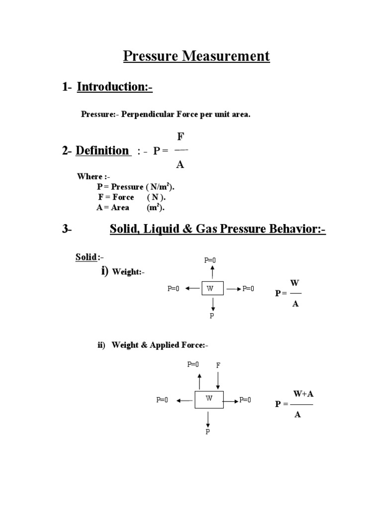 Pressure Measurement | PDF | Pressure Measurement | Flow Measurement