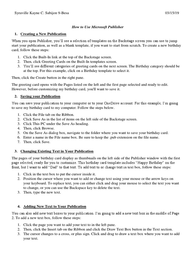 Creating A New Publication: How To Use Microsoft Publisher | PDF ...