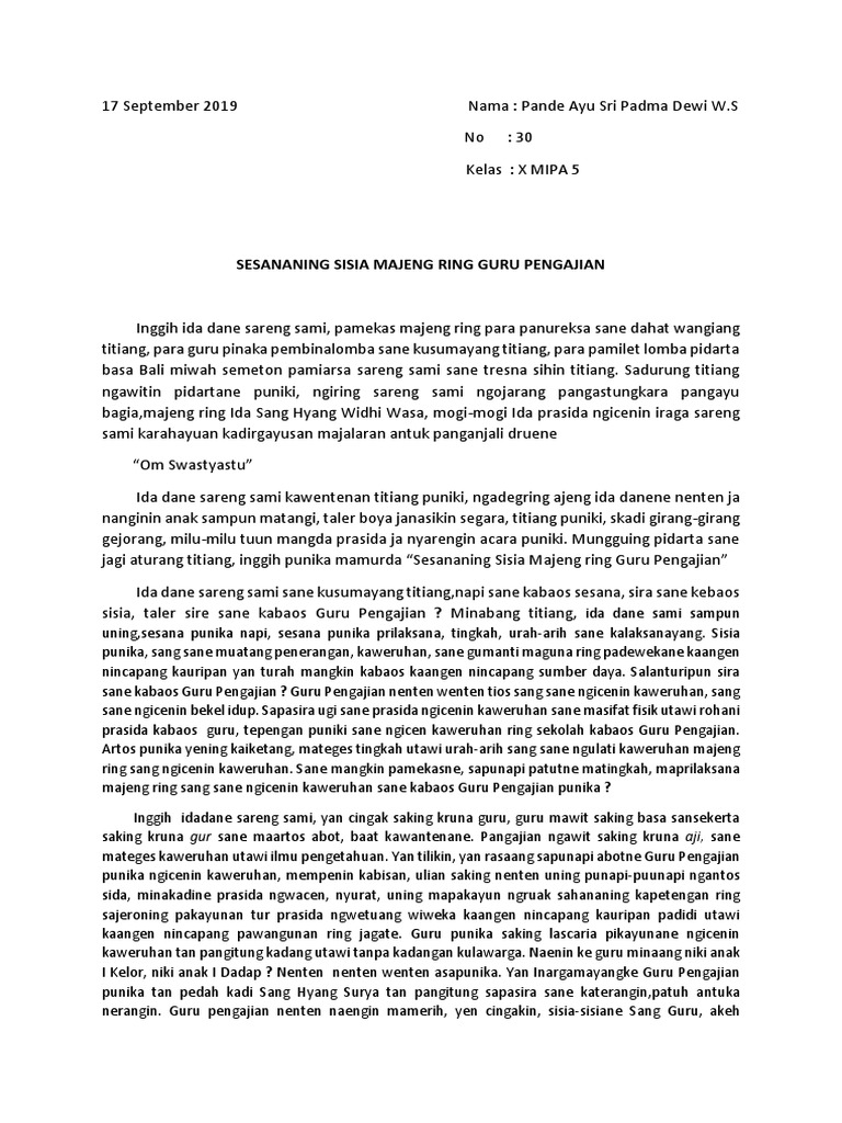 Pidarta BHS Bali (X Mipa 5) | PDF