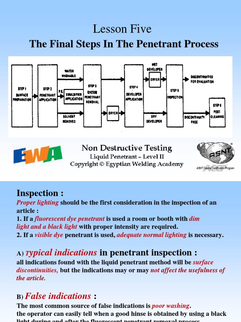 Lesson Five: The Final Steps in The Penetrant Process | PDF | Chemistry ...
