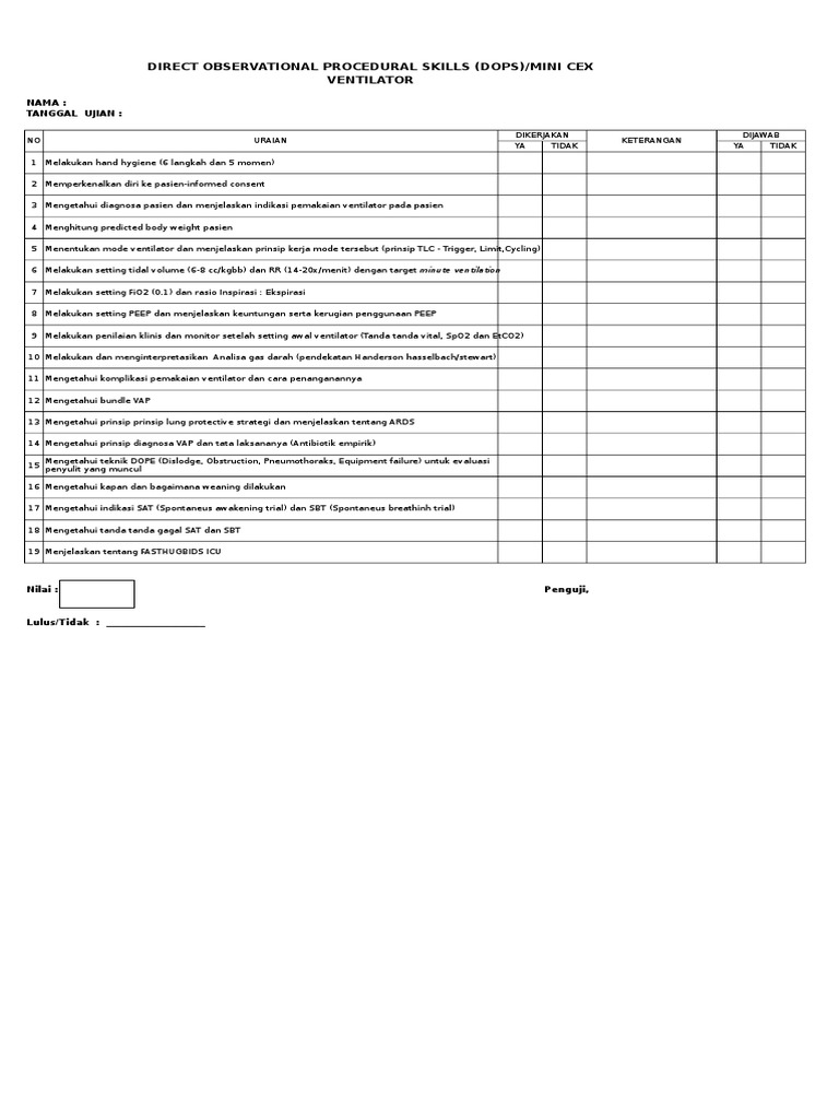 Panduan DOPS/Mini CEX Ventilator | PDF