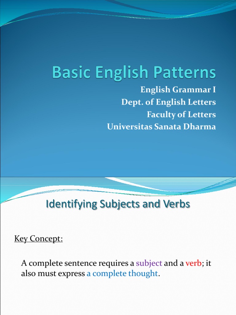 English Grammar I Dept. of English Letters Faculty of Letters ...
