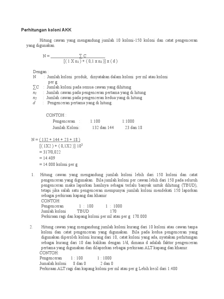 Perhitungan Koloni AKK | PDF | Metode & Bahan Ajar