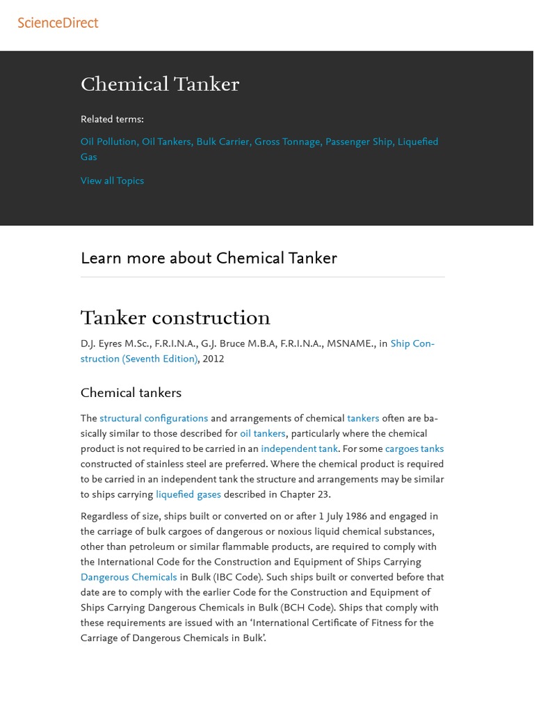 Chemical Tanker Design | Download Free PDF | Ships | Oil Tanker